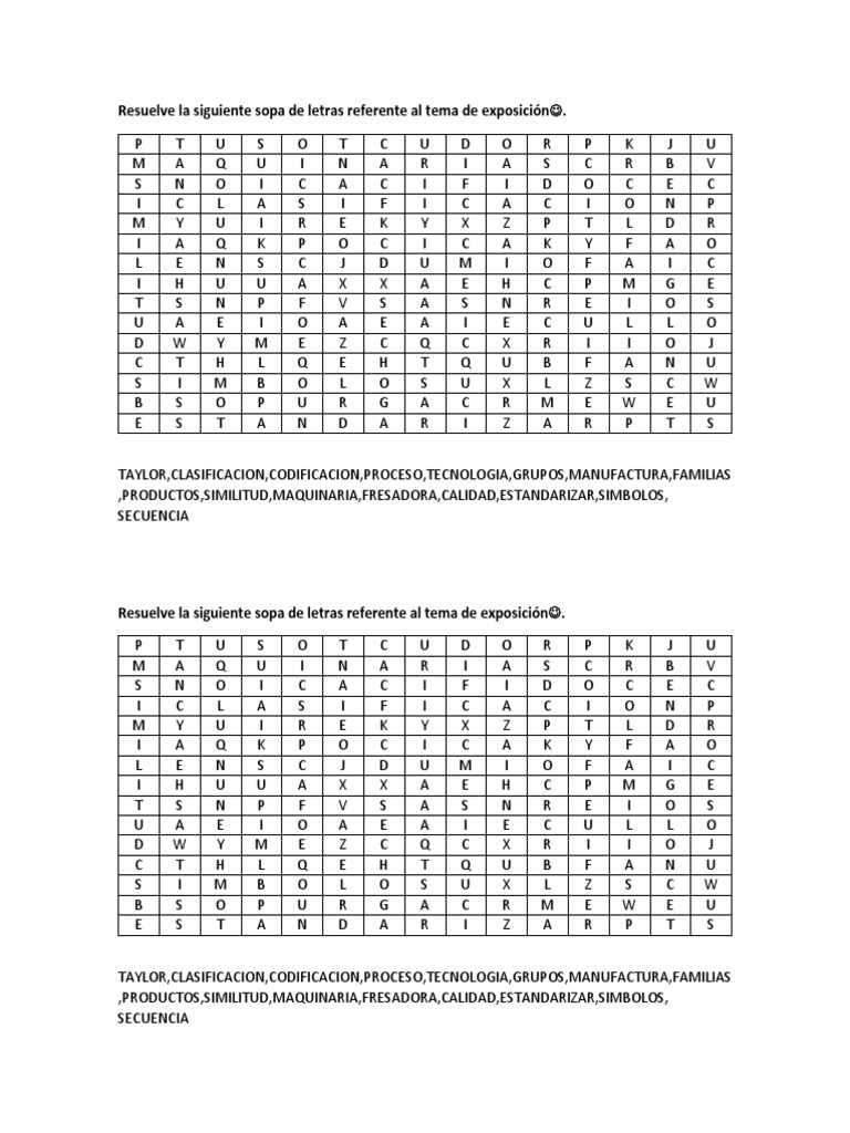 Sopa de Letras Act Sist de Manufact | PDF