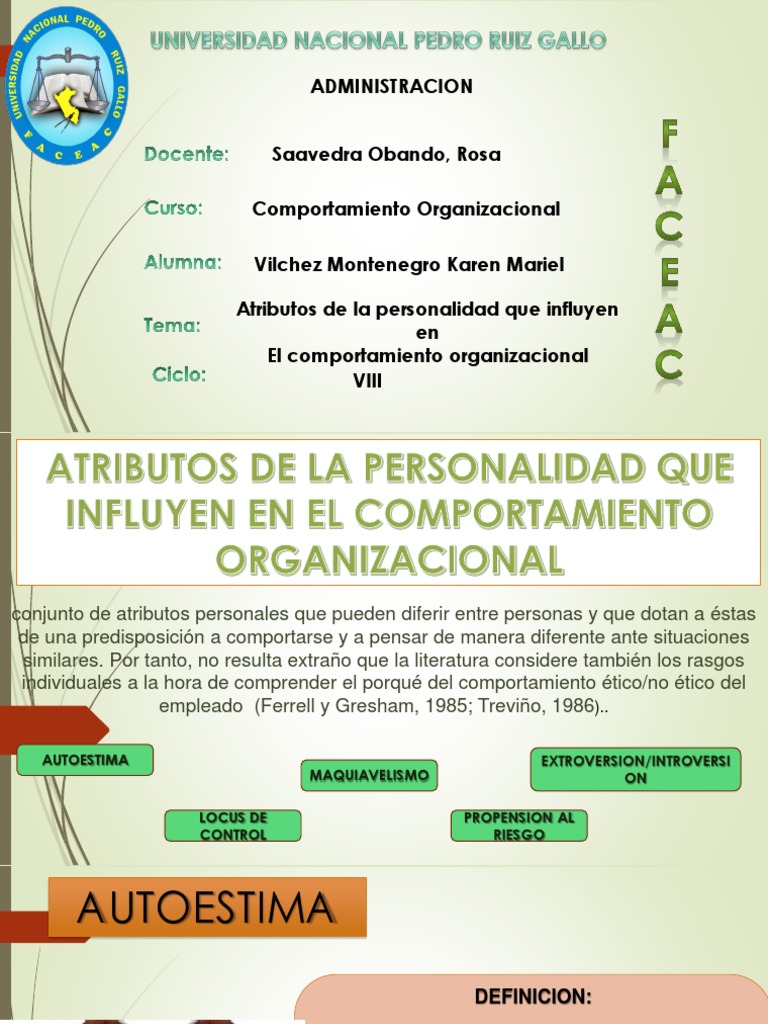 Atributos de La Personalidad Que Influyen en El c.o | Autoestima ...