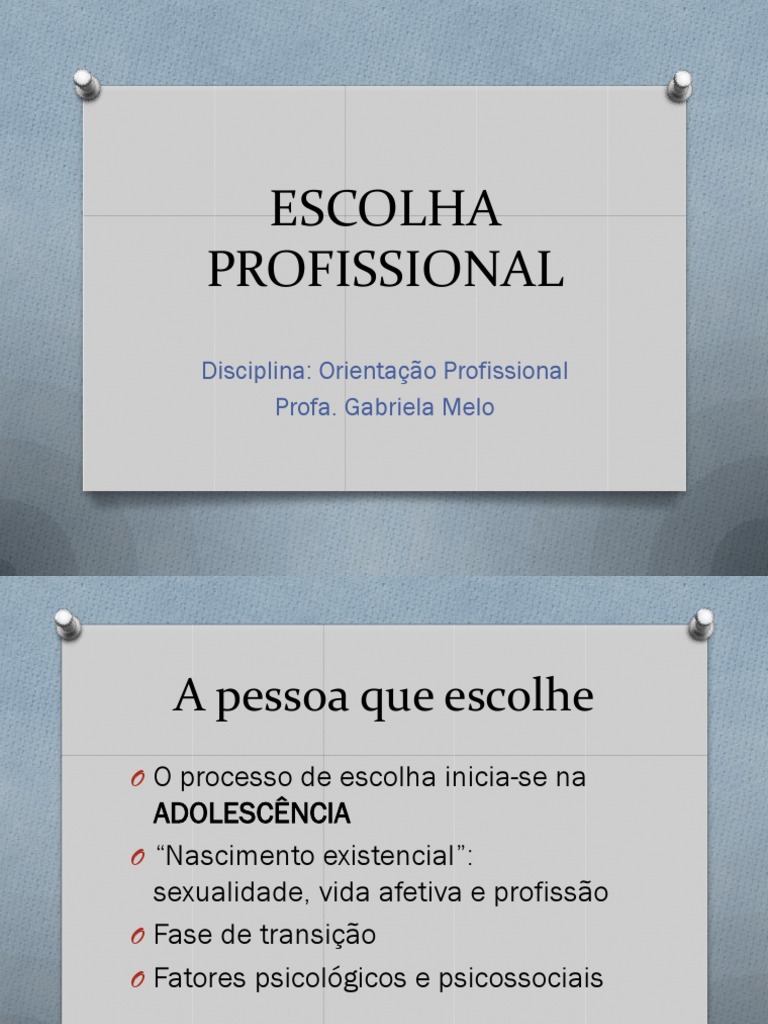 Escolha Profissional PDF | PDF | Adolescência | Família