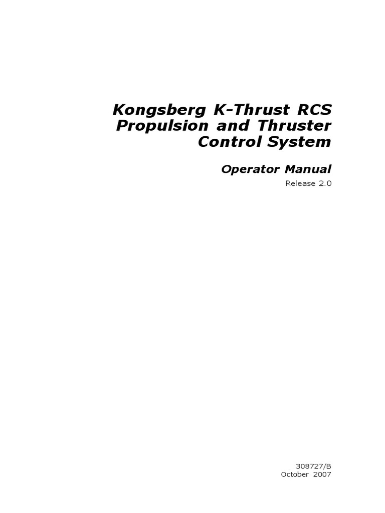 Kongsberg K-Thrust RCS Propulsion and Thruster Control System Operator Manual | Reaction Control ...