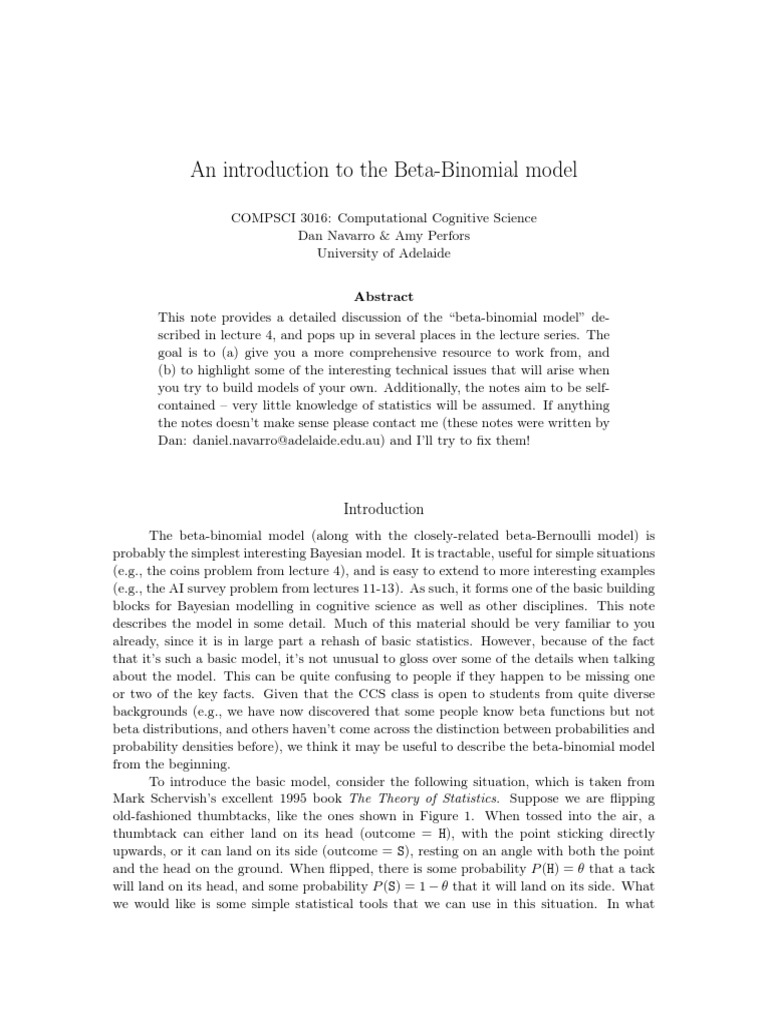 An Introduction To The Beta-Binomial Model | PDF | Probability ...