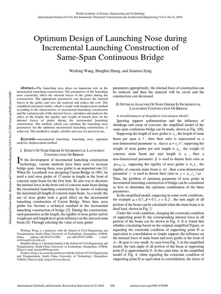 Optimum Design of Launching Nose During Incremental Launching ...