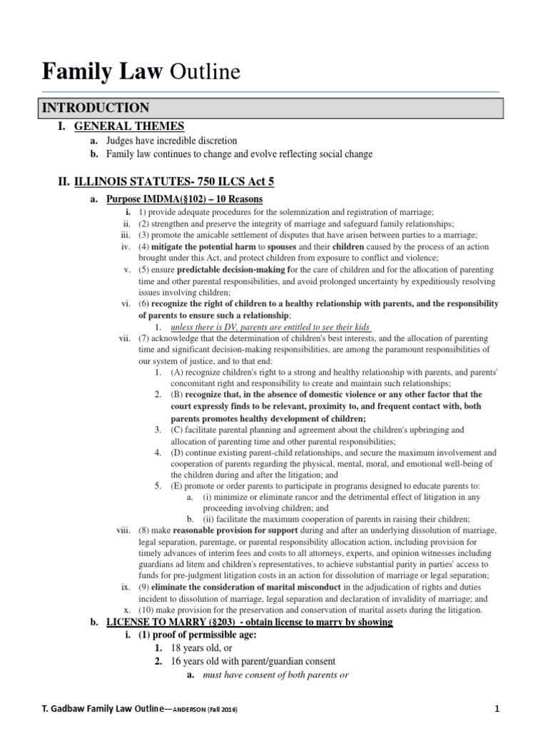Family Law Outline | PDF | Divorce | Annulment