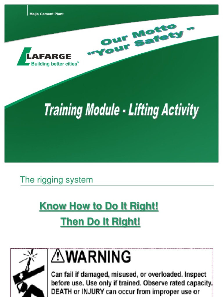 Training Module - Lifting & Rigging | PDF | Rope | Yarn