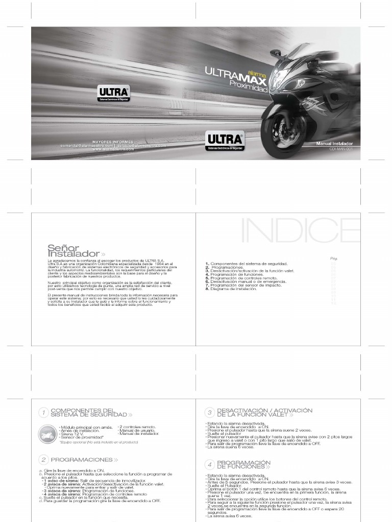 Manual Moto Alarma Ultramax Instalador | PDF