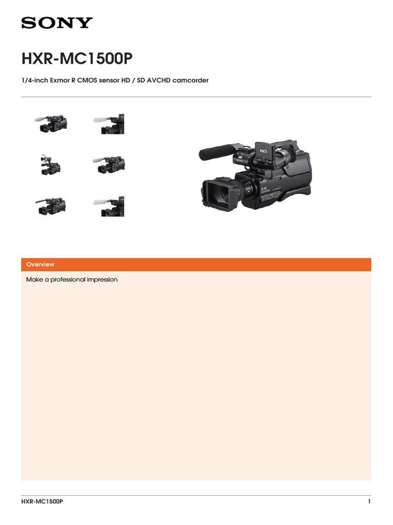 Sony HXR Mc1500p | PDF | Secure Digital | Usb