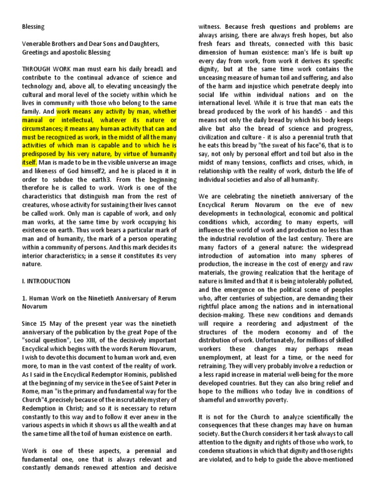 Pope John Paul II (Laborem Exercens) | Download Free PDF | Dignity | Truth