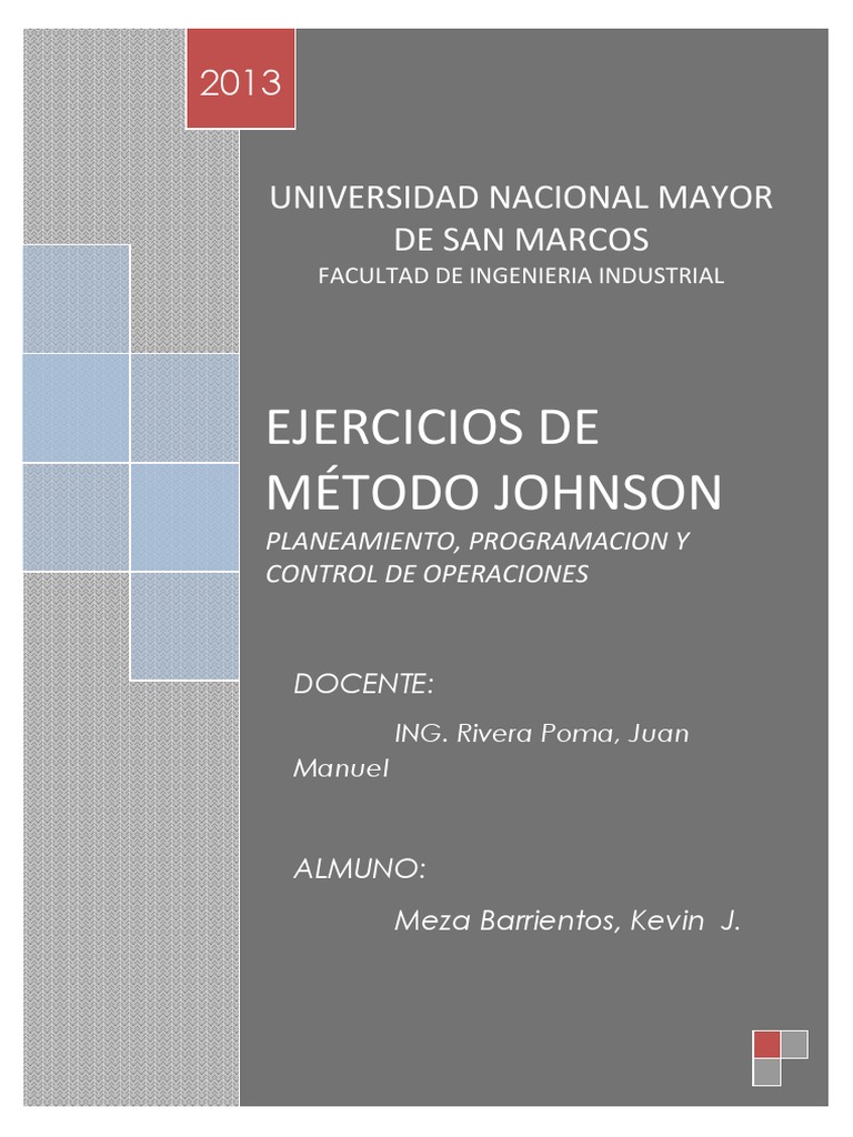 Ejercicios de Método Johnson en Programación de Operaciones | PDF ...