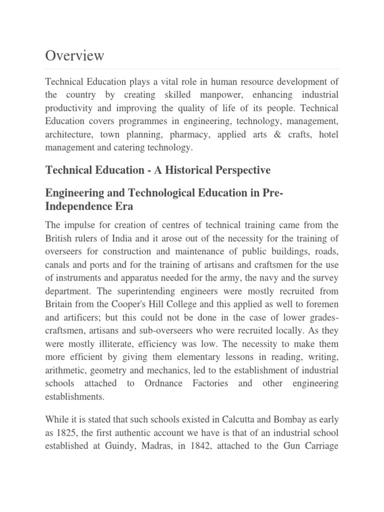 Evolution of Technical Education in India | PDF | Engineering ...