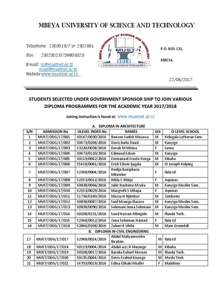 Mbeya University of Science and Technology | PDF