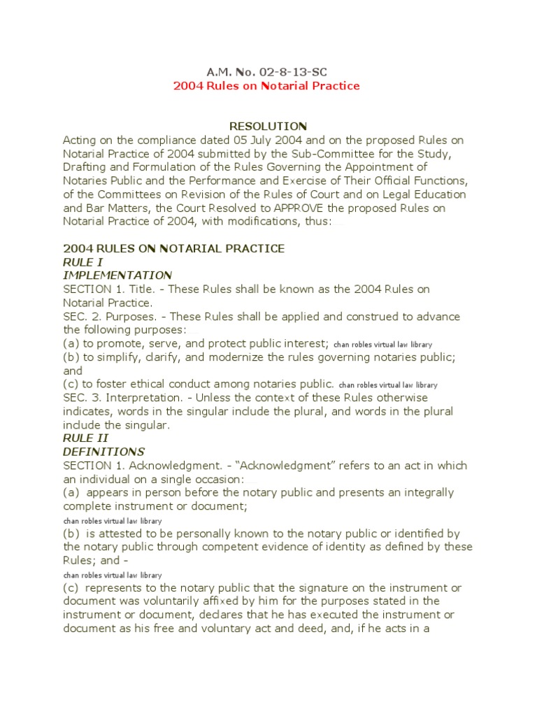 Resolution: 2004 Rules On Notarial Practice | Download Free PDF ...