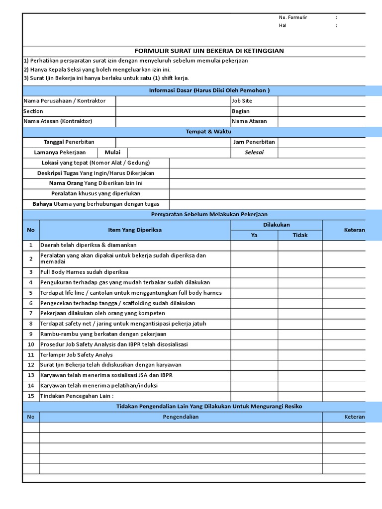 SHE 08 F092 R0 Form Surat Ijin Bekerja Di Ketinggian