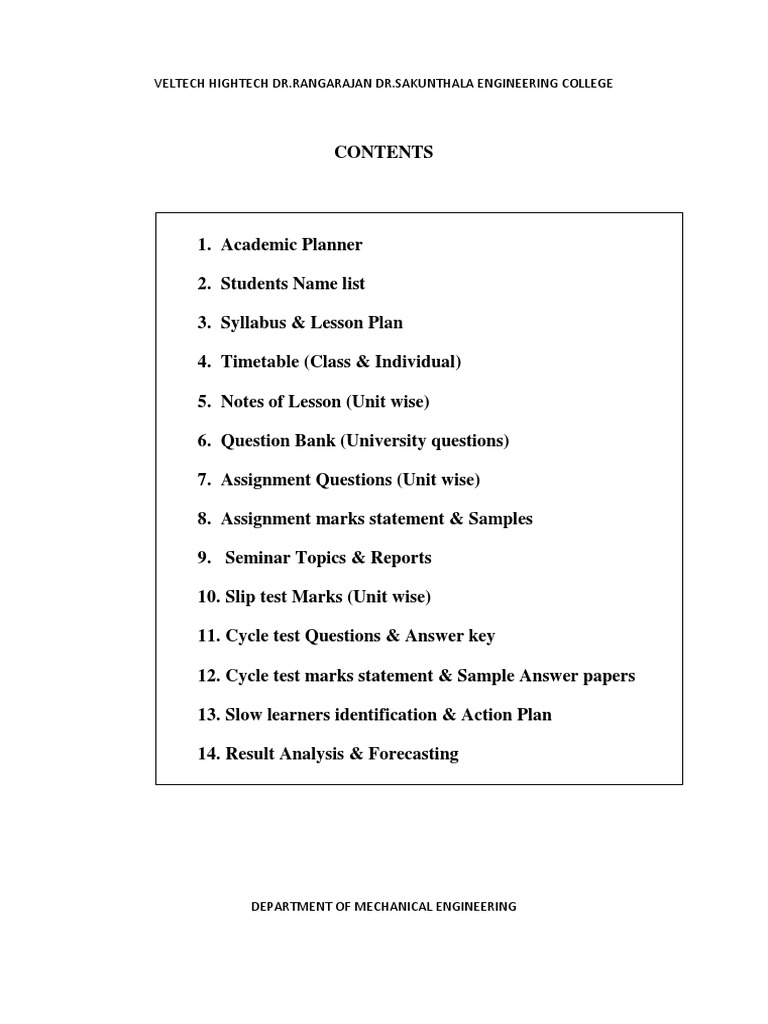 Course File Format | PDF | Lesson Plan | Learning