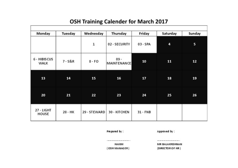 March Osh Calender | PDF