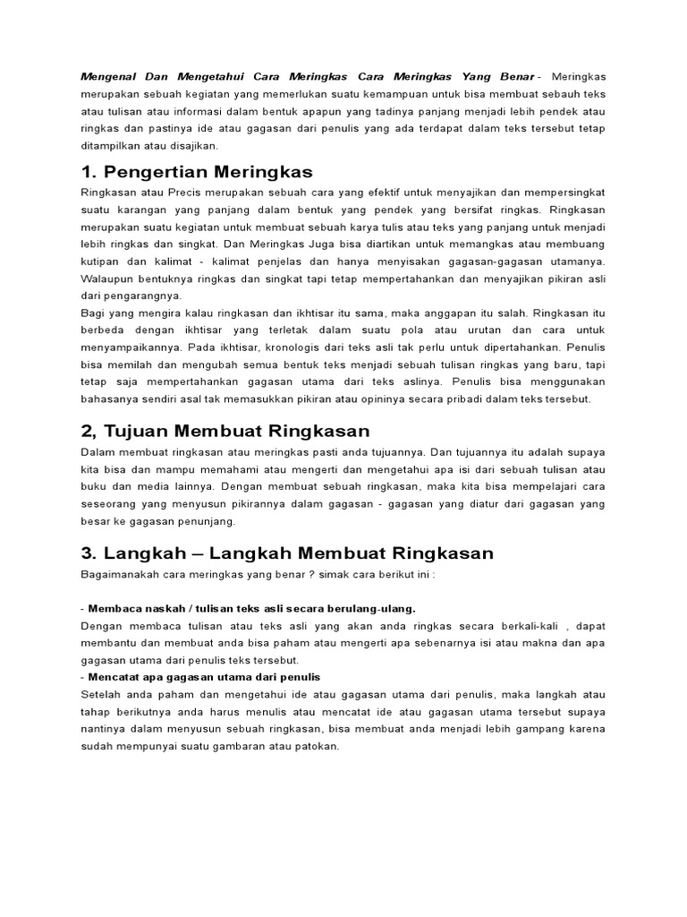 Cara Meringkas Teks dengan Benar | PDF