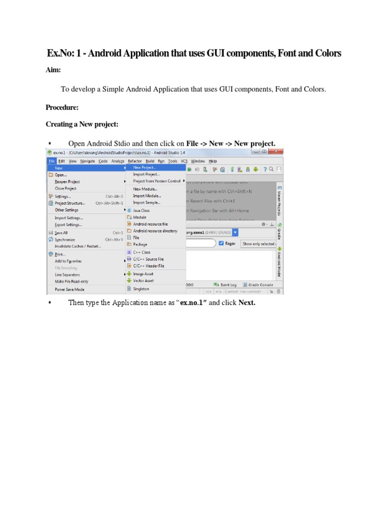 Ex - No: 1 - Android Application That Uses GUI Components, Font and ...