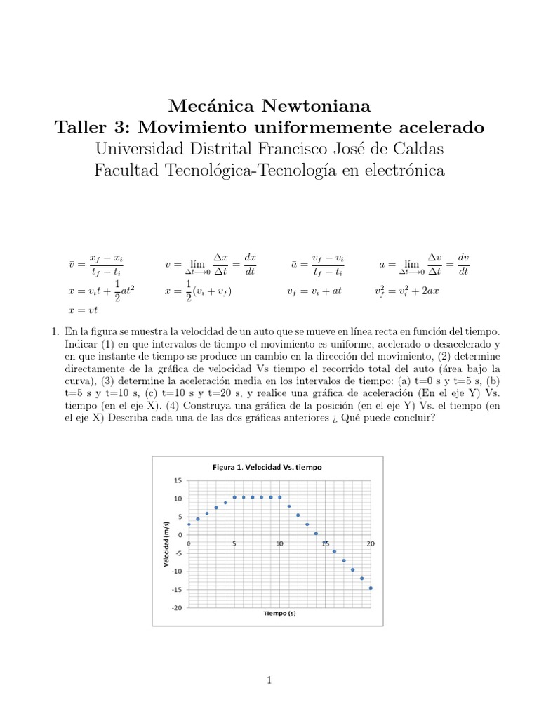 Taller 3 Mua | PDF | Movimiento (física) | Aceleración