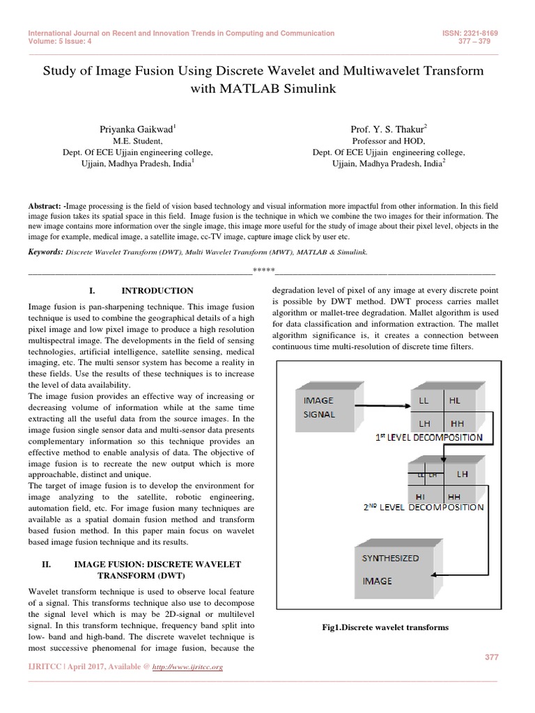 Study of Image Fusion Using Discrete Wavelet and Multiwavelet Transform ...