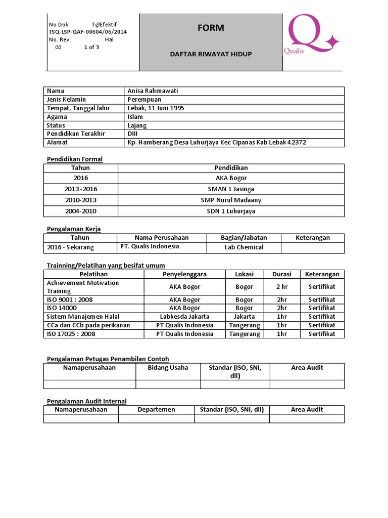 CV Anisa Rahmawati | PDF