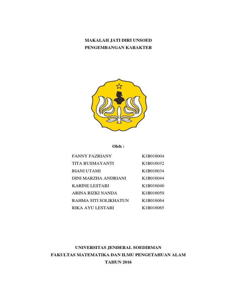Makalah Jati Diri Unsoed Pengembangan Karakter