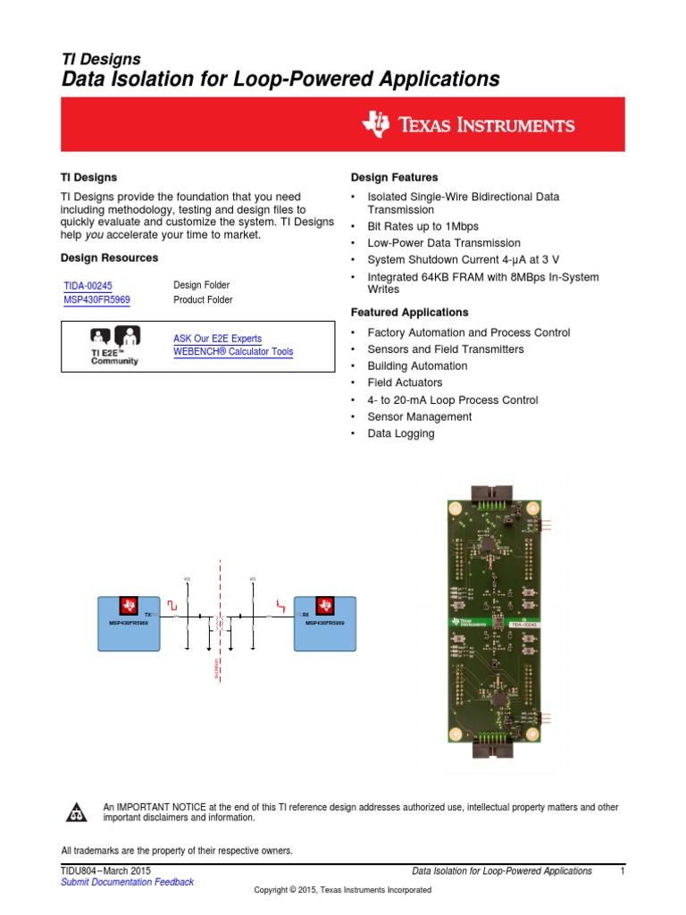 Data Isolation For Loop-Powered Applications: TI Designs | PDF ...