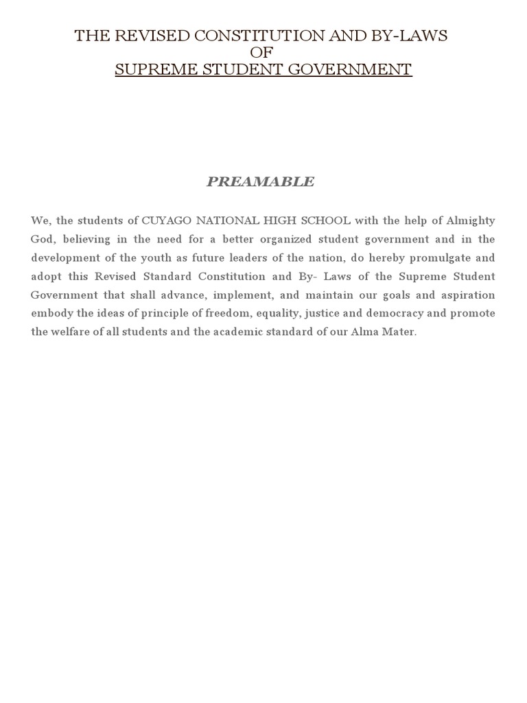 Revised Constitution and By-Laws of the Supreme Student Government ...