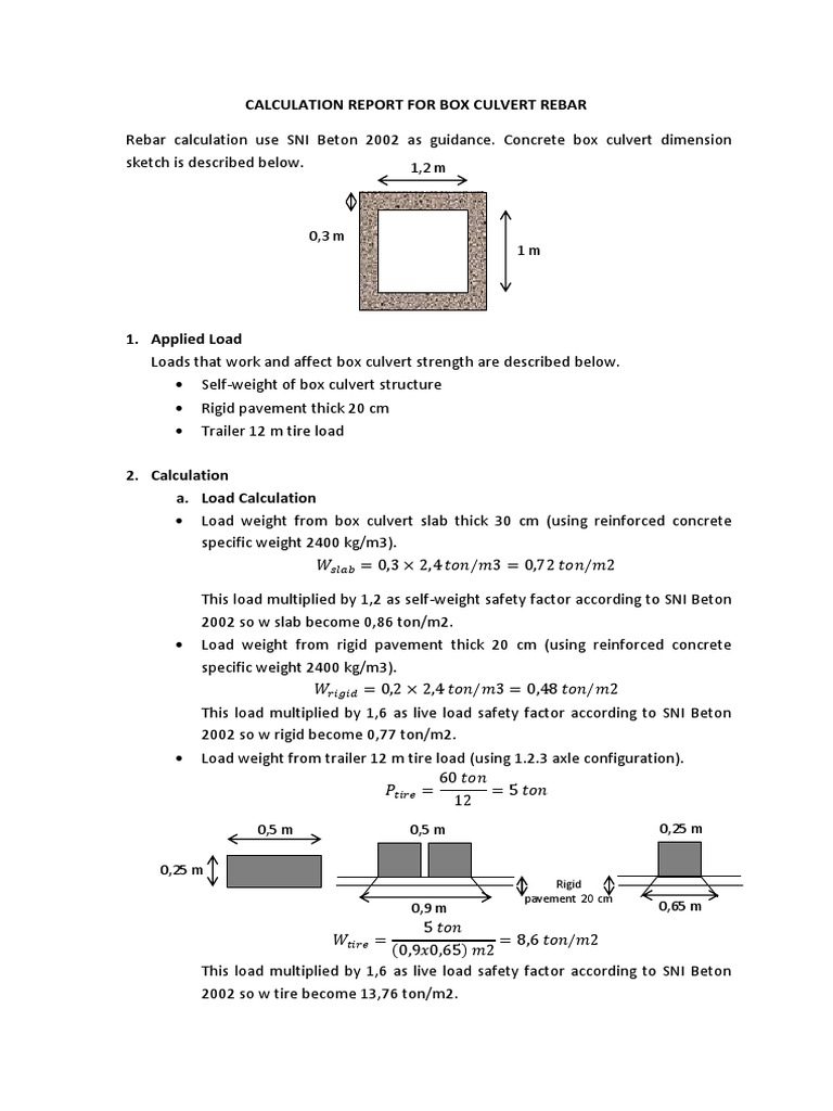 Calculation Report For Box Culvert Rebar | PDF | Structural Load ...