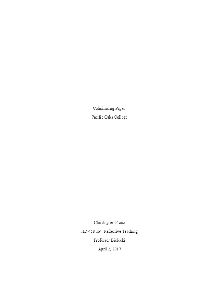 HD 450 Culminating Paper | PDF | Child Development | Relationships