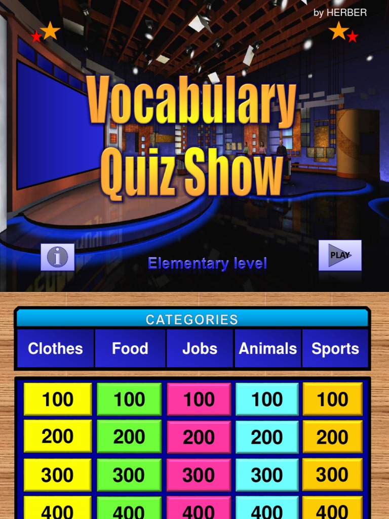 Vocabulary Quiz Show | PDF | Hobbies | Food And Drink