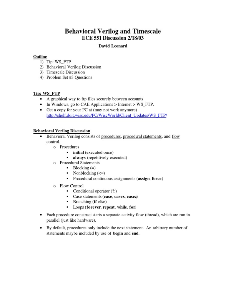 Behavioral Verilog Timescale PDF | PDF | Variable (Computer Science ...