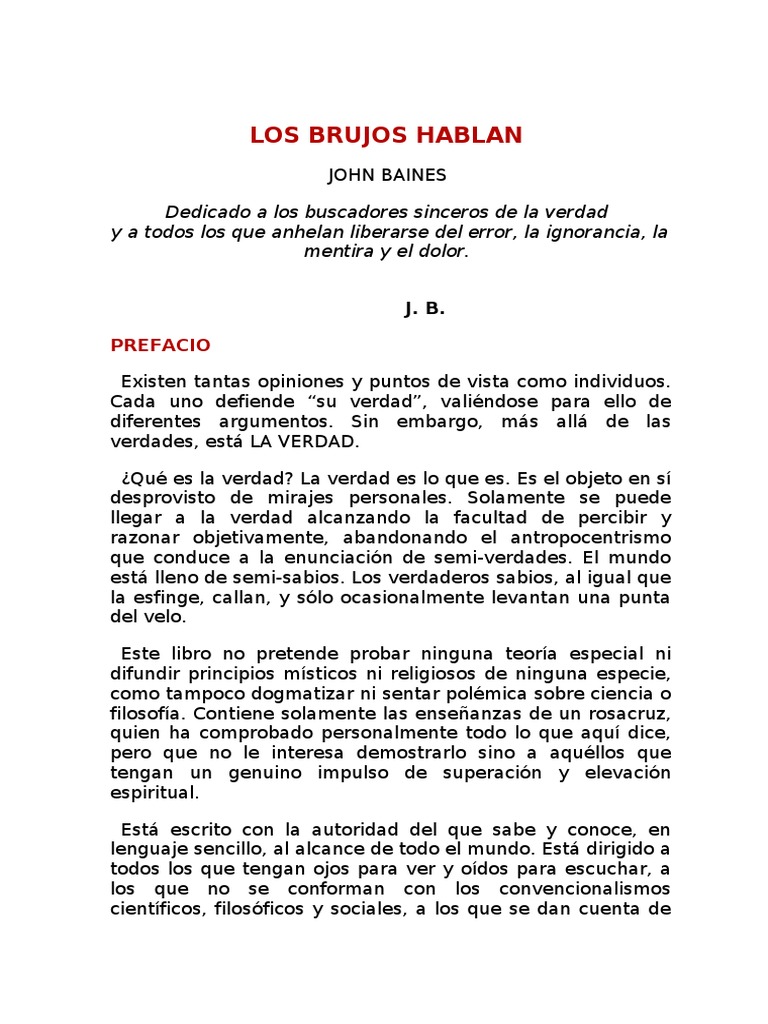 Los Brujos Hablan. John Baines PDF | PDF | Rosacruces | Mente