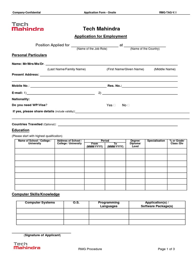 Candidate Application Form - Onsite 01 Jul 2013 | PDF | Employment | Labour
