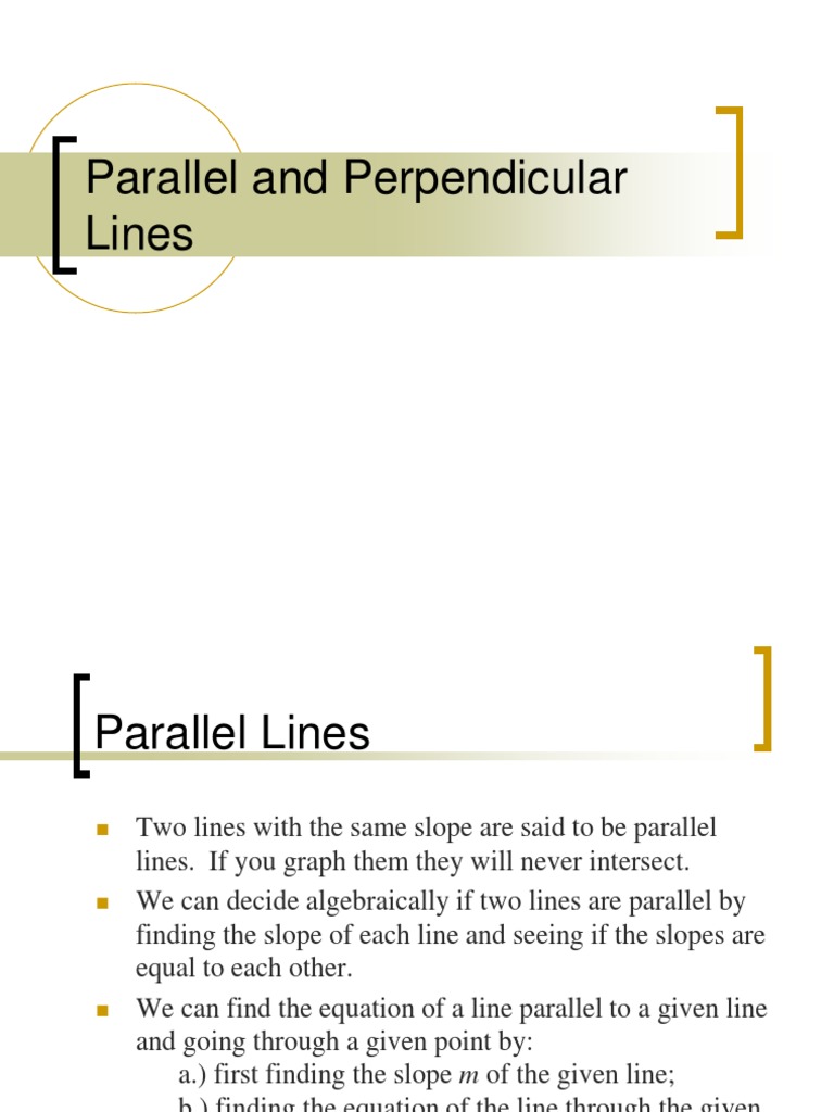 Parallel and Perpendicular Lines Guide | PDF | Slope | Equations
