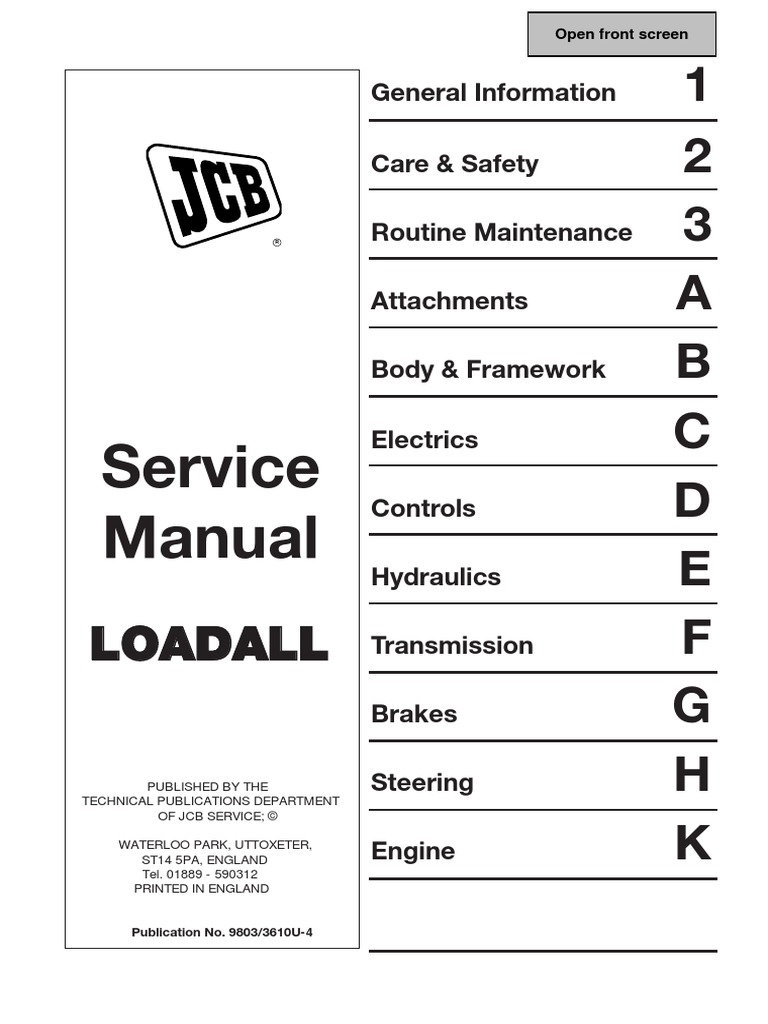 JCB 504B TELESCOPIC HANDLER Service Repair Manual SN 277001 Onwards PDF ...