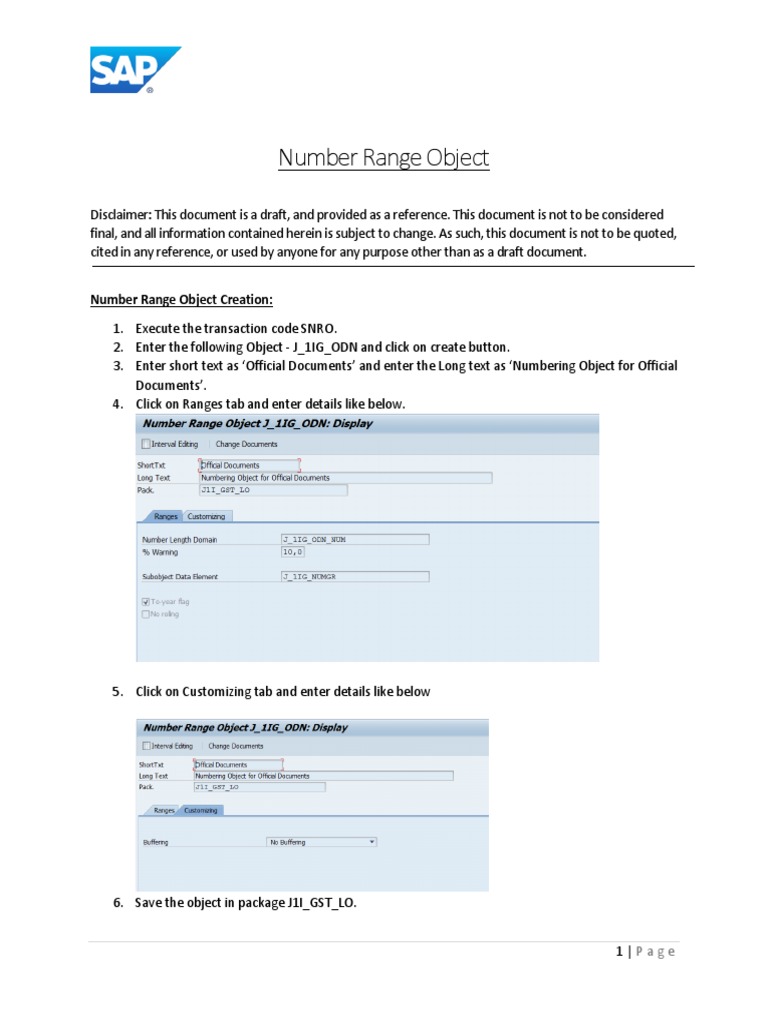Number Range Object Pdf Sap Se Business