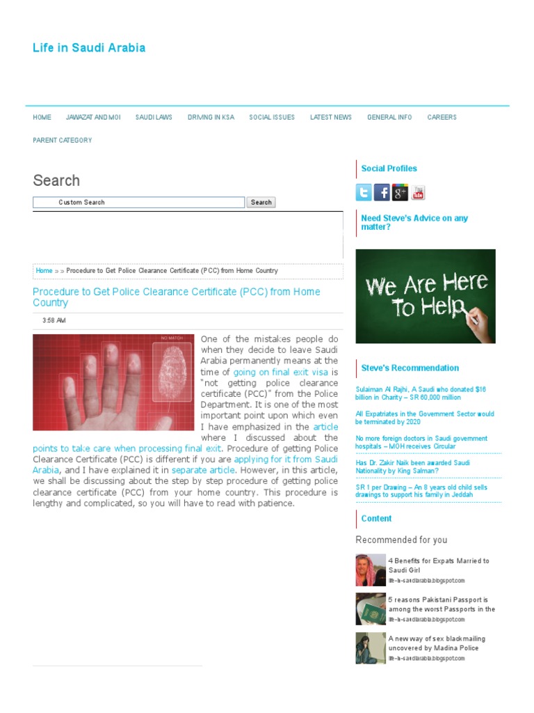 Procedure To Get Police Clearance Certificate (PCC) From Home Country ...