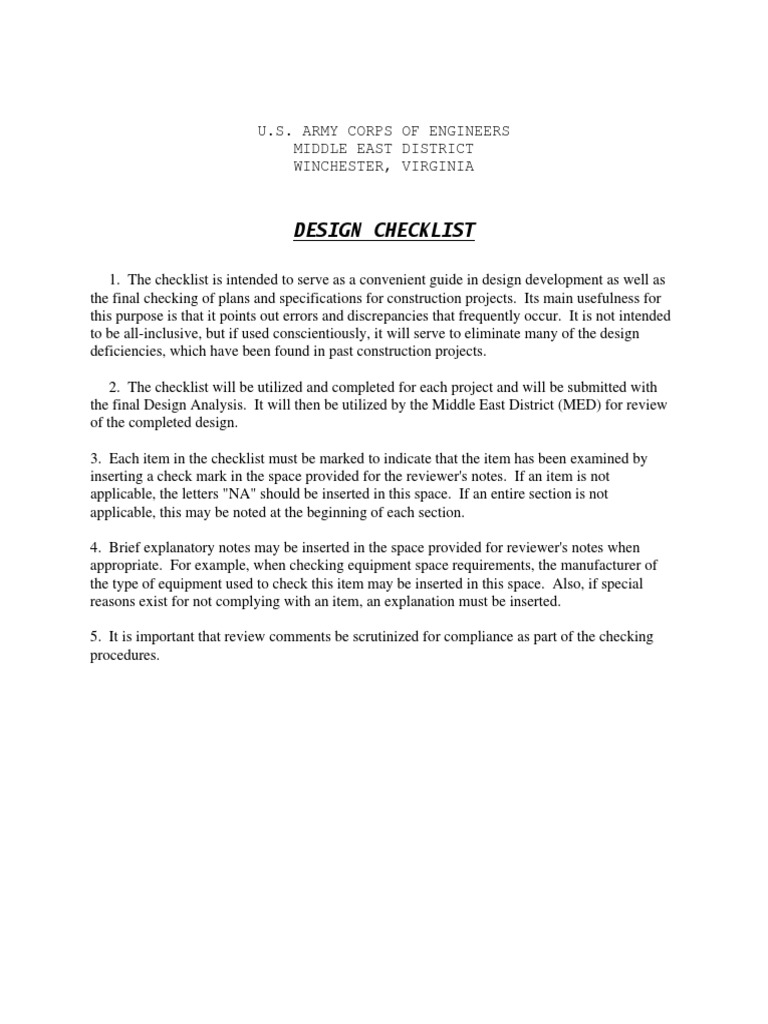 Design Checklist-9 USACE Angineering | Download Free PDF | Concrete ...