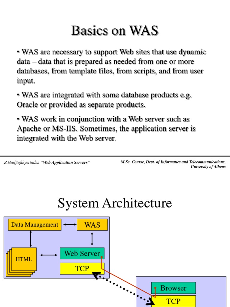 Basics On WAS: S.Hadjiefthymiades "Web Application Servers" | PDF ...