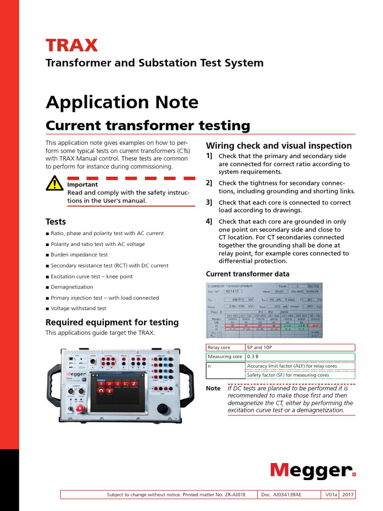 TRAX CT-testing An en V01a | PDF | Transformer | Electronics