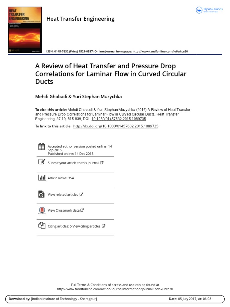 A Review of Heat Transfer and Pressure Drop Correlations For Laminar ...