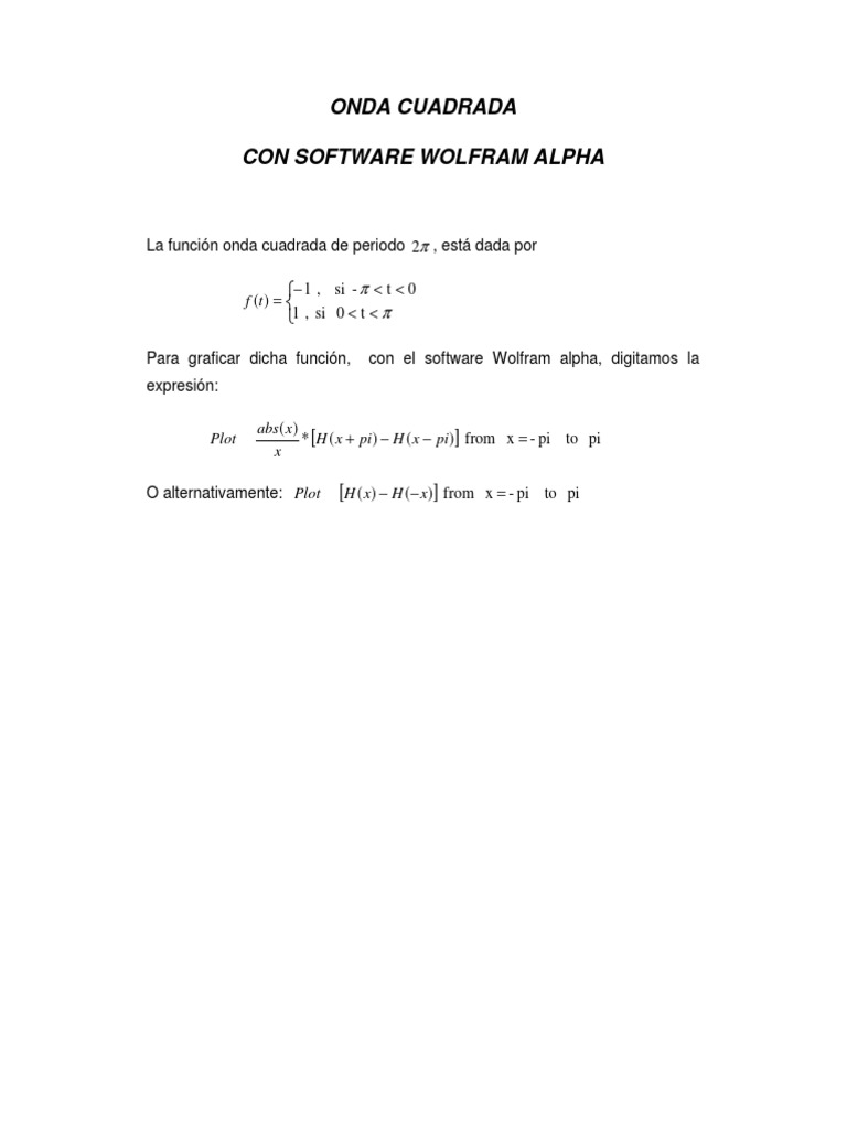 Onda Cuadrada Con Software Wolfram Alpha | PDF
