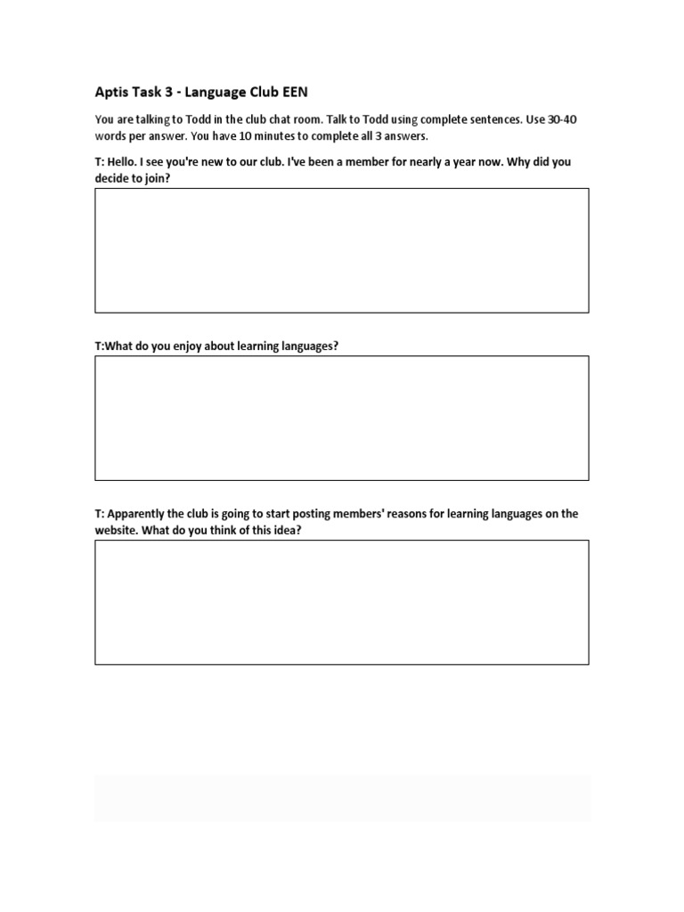 Aptis Task 3-4 | PDF