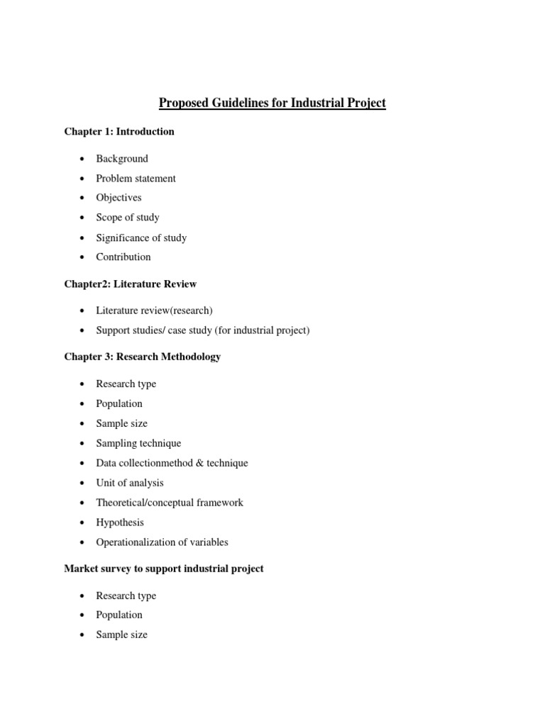 Proposed Guidelines For Industrial Project: Chapter 1: Introduction | PDF