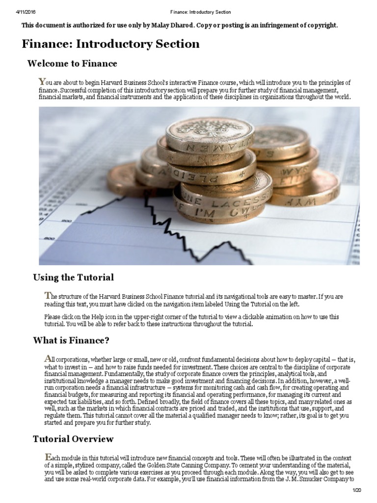 Introduction To Finance | Download Free PDF | Leverage (Finance ...