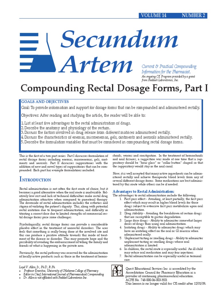 Compounding Rectal Dosage Forms - Part 1 PDF | PDF | Topical Medication ...