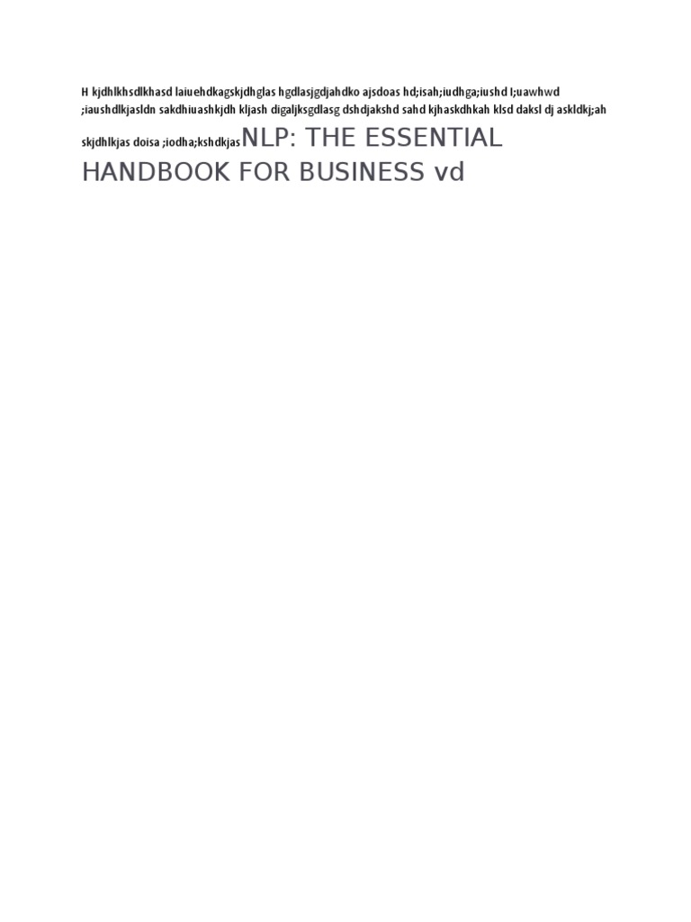 NLP: The Essential Handbook For Business VD | PDF