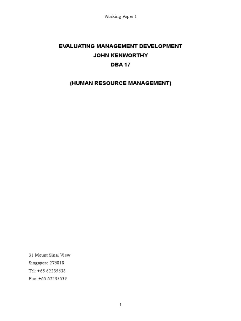 Evaluating Management Development | PDF | Competence (Human Resources) | Evaluation