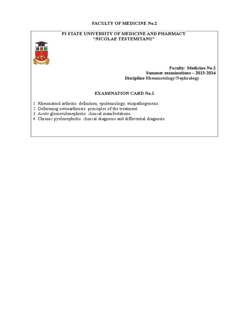 Examination Card Example | PDF