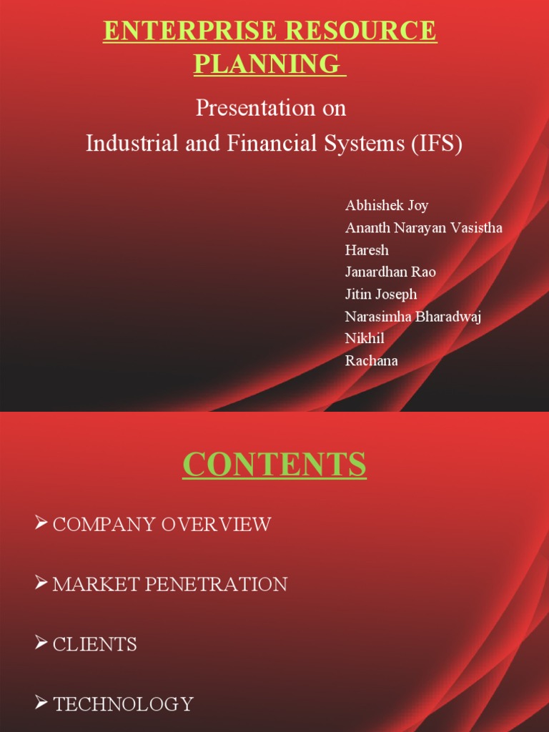An Overview of Industrial and Financial Systems (IFS) Enterprise ...