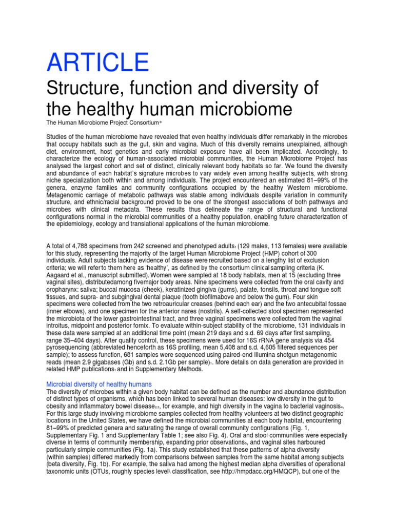 Article: Structure, Function and Diversity of The Healthy Human ...